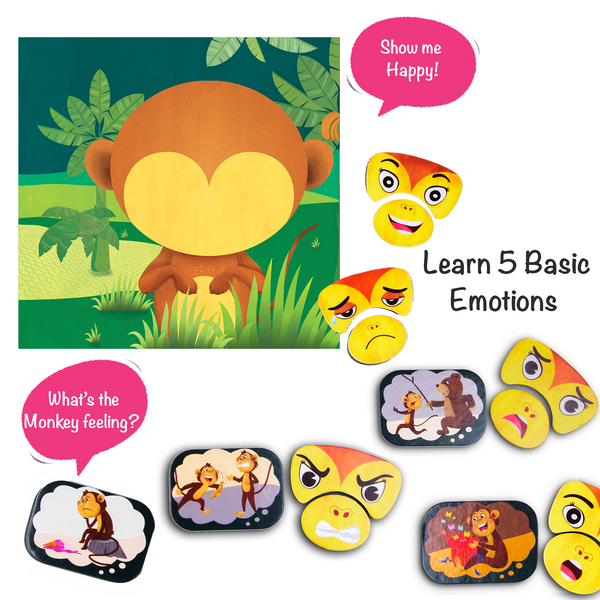 Monkey Expressions Preschool Feelings Magnetic Puzzle – Edu Toys