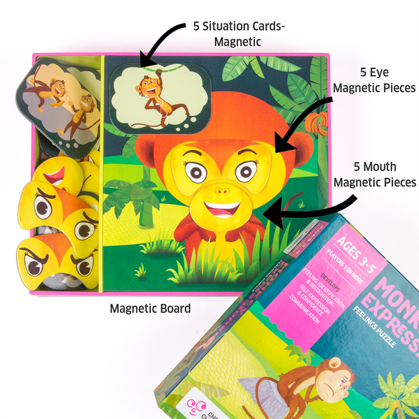 Monkey Expressions Preschool Feelings Magnetic Puzzle – Edu Toys