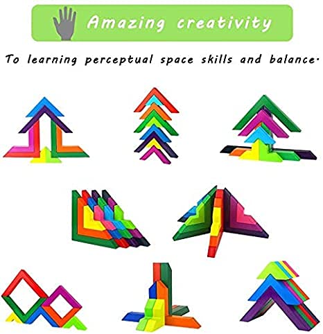 Wooden Rainbow Stacking Game Geometry Building Blocks – Edu Toys